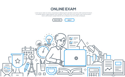 Online exam - line design style web banner Vector Image