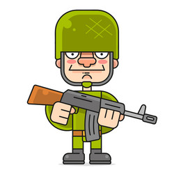 Soldier in uniform with weapons on a white Vector Image