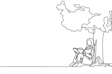 Continuous one line drawing boy sitting Royalty Free Vector
