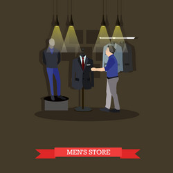 Men clothing store flat style design Royalty Free Vector