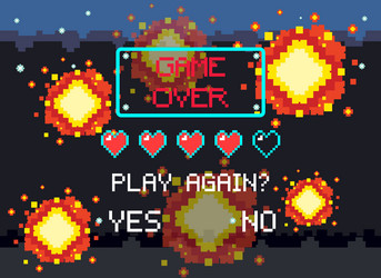 Retro pixel space game interface Royalty Free Vector Image