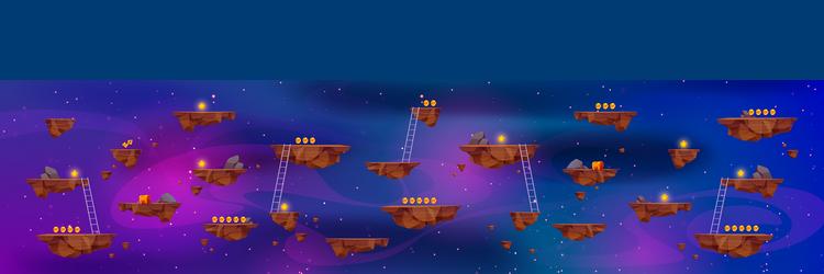 Flying rock islands game space background Vector Image