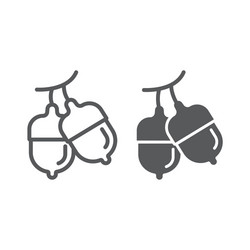 Acorn line icon oak and tree autumn sign Vector Image