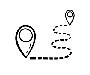 Hand drawn map distance measuring icon doodle map Vector Image