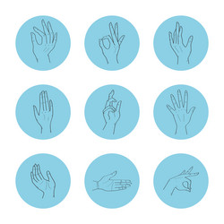 Nine hands expressions Royalty Free Vector Image