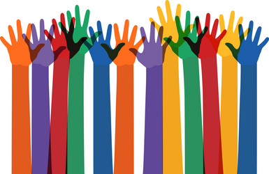 Abstract with raising hands Royalty Free Vector Image