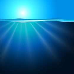 Blue rays rising on dark background with space Vector Image