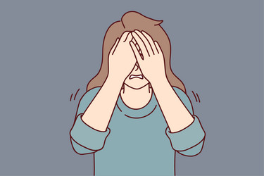 Discouraged woman with scared face and positive Vector Image