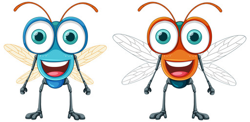 Happy fly cartoon character Royalty Free Vector Image