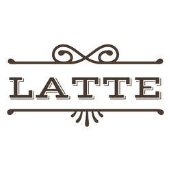 Latte text label lettering high quality Royalty Free Vector