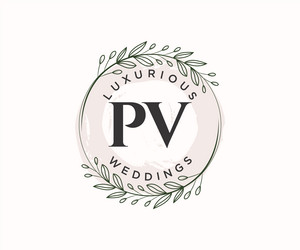 Pv initials letter wedding monogram logos Vector Image