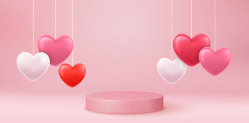 Stage podium with heart Royalty Free Vector Image