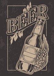Beer sign retro poster for pub or bar vintage Vector Image