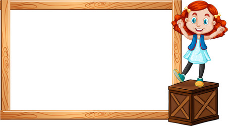 Border design with girl in school uniform Vector Image