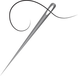 Realistic detailed 3d needle and red thread Vector Image