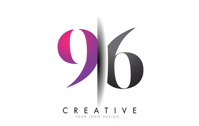 96 9 6 number logo design with a creative cut Vector Image