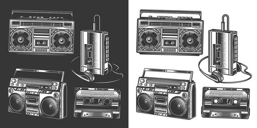 Music set in retro style Royalty Free Vector Image