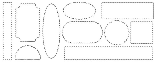 Circle and square scalloped frames set Royalty Free Vector