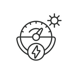 Solar power indicator icon in line design green Vector Image