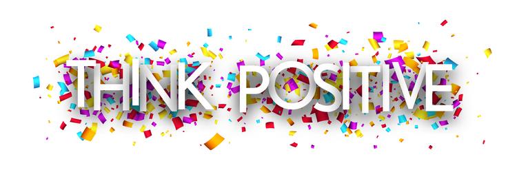 Think positive sign on colorful cut ribbon Vector Image
