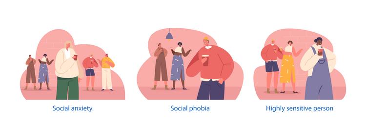 Isolated elements characters with psychological Vector Image