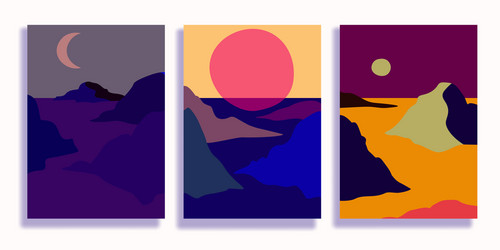 Abstract colorful landscape poster collection Vector Image