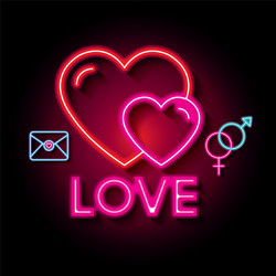 Love poster with neon lights Royalty Free Vector Image