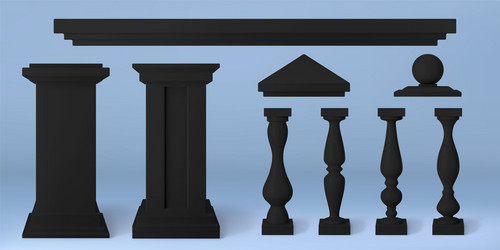 Realistic 3d set of classical balustrade handrails Realistic 3d set of classical balustrade handrails