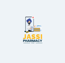 Jassi pharmacy mascot logo Royalty Free Vector Image
