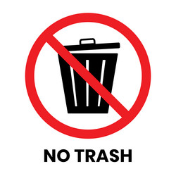 No garbage sign sticker with text inscription Vector Image