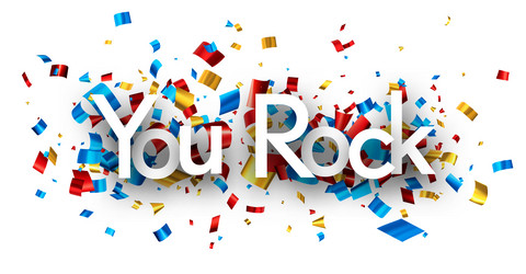 You rock sign on colorful cut ribbon confetti Vector Image