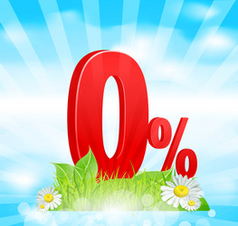 3d zero number with golden confetti percent Vector Image