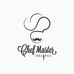 Chef master logo with hat on white background Vector Image