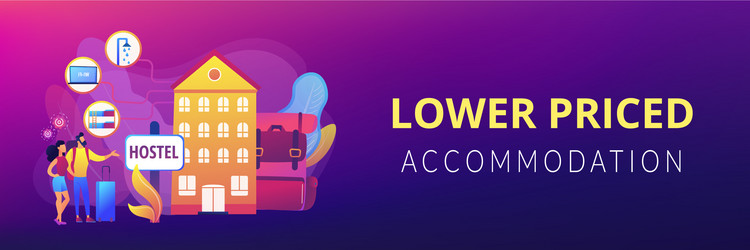 Hostel services concept banner header Royalty Free Vector