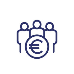 Labor costs icon with workers and euro line Vector Image