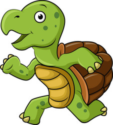 Cute turtle cartoon running Royalty Free Vector Image