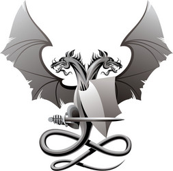 Dragon sword logo design Royalty Free Vector Image