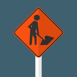 Caution men at work symbol sign isolate on white Vector Image