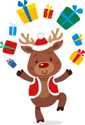 Santa and his reindeer rudolf Royalty Free Vector Image