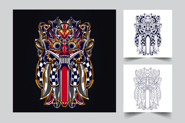 Barong or rangda head mythology bali Royalty Free Vector