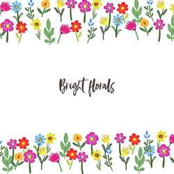 Floral frame bright flowers arrange Royalty Free Vector