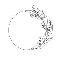 One line drawing silver wattle wreath Royalty Free Vector