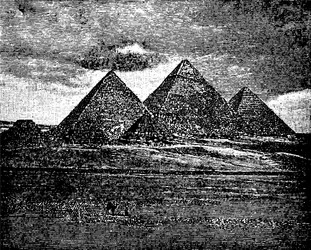 Giza pyramids vintage engraving Royalty Free Vector Image
