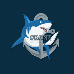 Sea anchor shark background with icons Royalty Free Vector