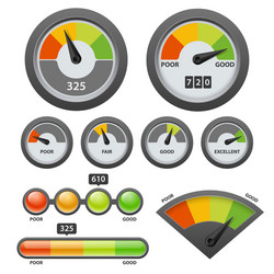 Credit score indicators and gauges set Royalty Free Vector