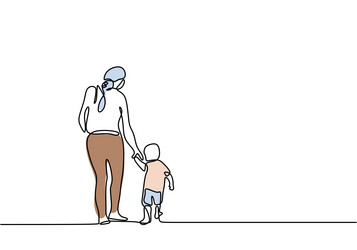One single line drawing of young happy mother Vector Image
