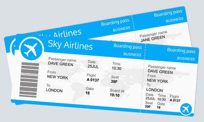 Plane ticket template airplane flight Royalty Free Vector
