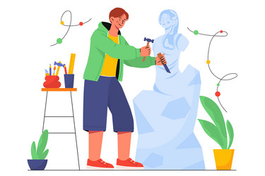 Poet with poems concept Royalty Free Vector Image