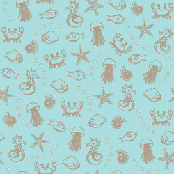 Blue seamless pattern with sea life Royalty Free Vector