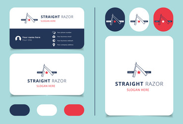 Straight razors cross logo design with editable Vector Image